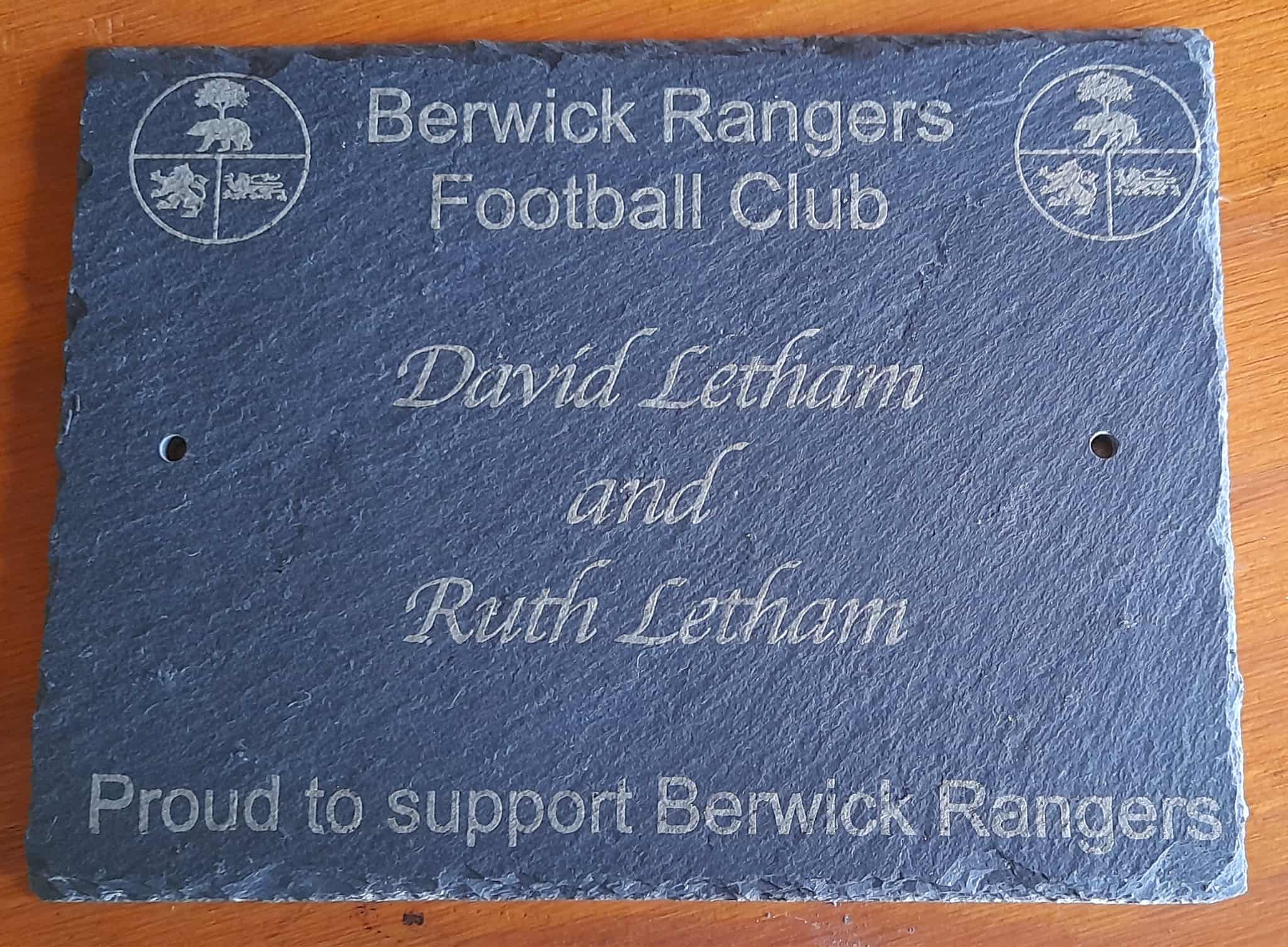 SECONDARY BRFC Slate Plaque TO KEEP AT HOME – Berwick Rangers Football Club